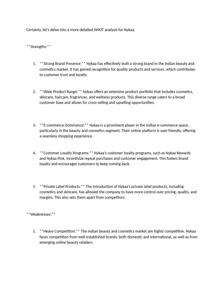 Nykaa Swat Analysis | PDF