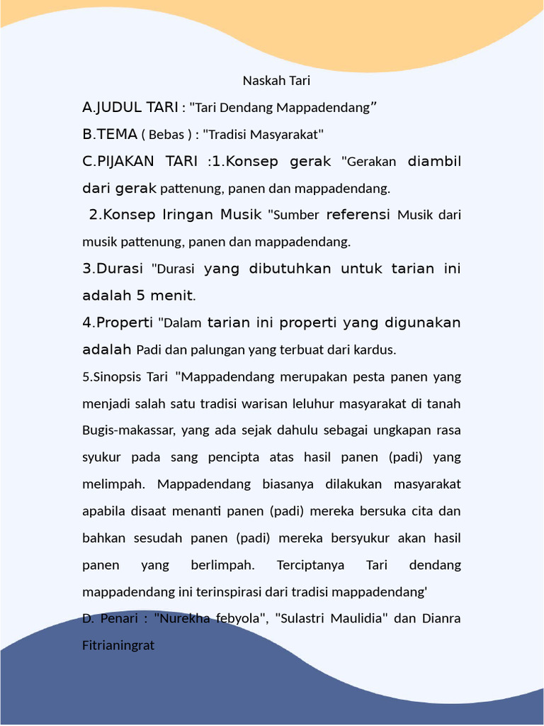 Sinopsis Tari Dendang | PDF