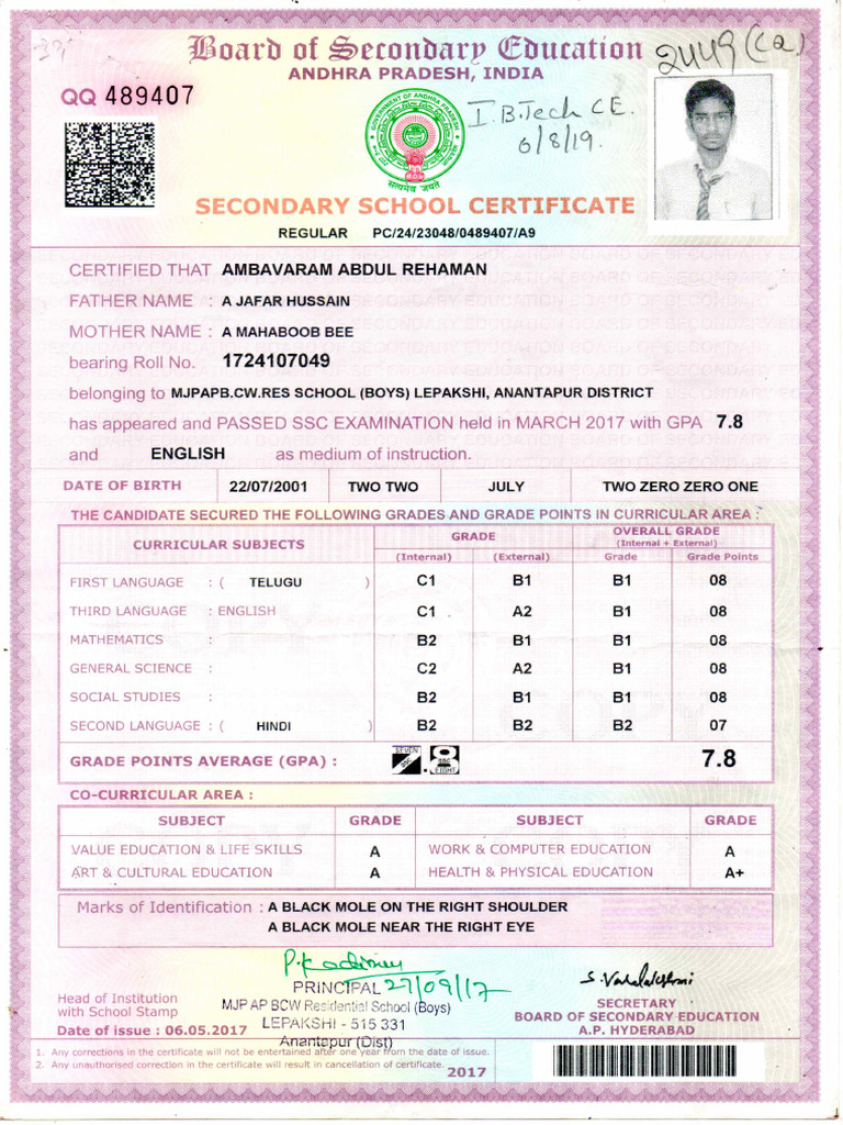 10th Marks List | PDF