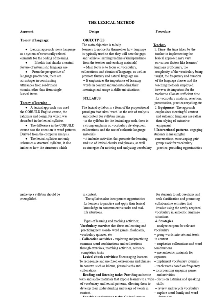 Lexical Approach | PDF