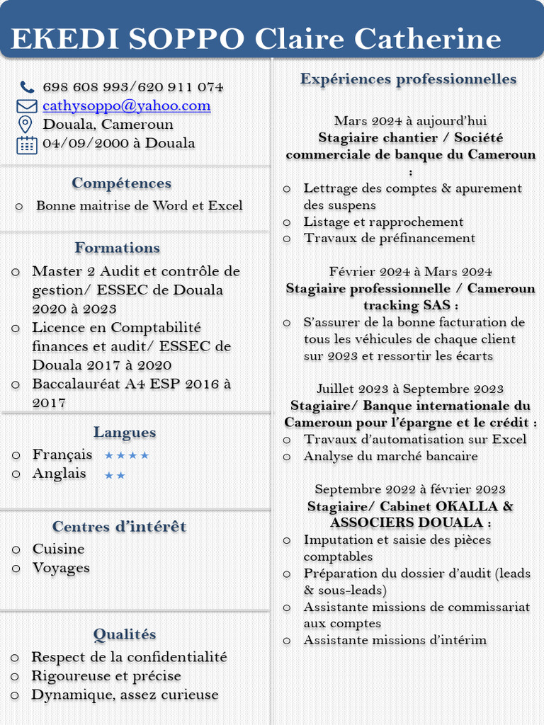 CV EkediSoppo Auditeur Stagiaire | PDF