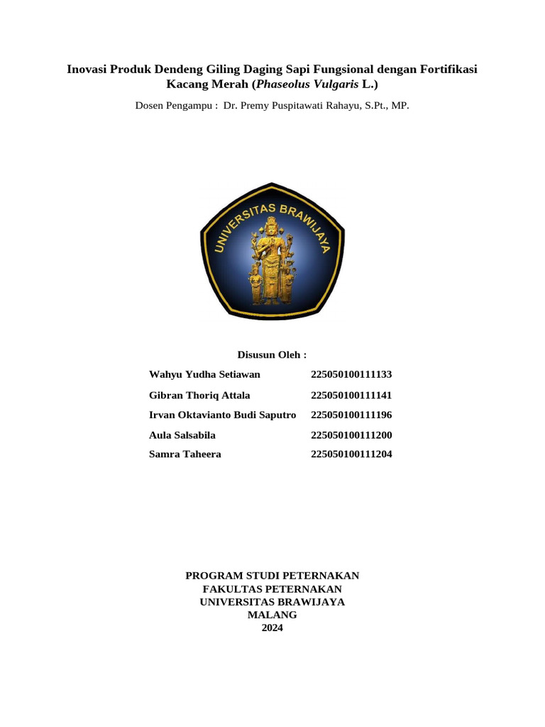 Inovasi Produk Dendeng Giling Daging Sapi Fungsional Dengan Fortifikasi Kacang Merah | PDF