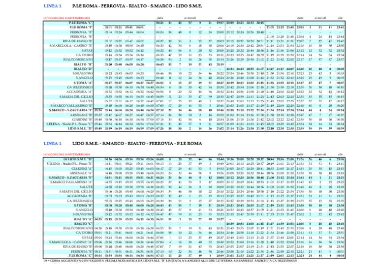Actv Orario Linea 1 | PDF
