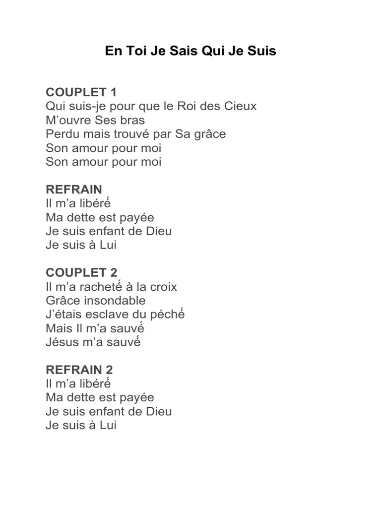 En Toi Je Sais Qui Je Suis | PDF