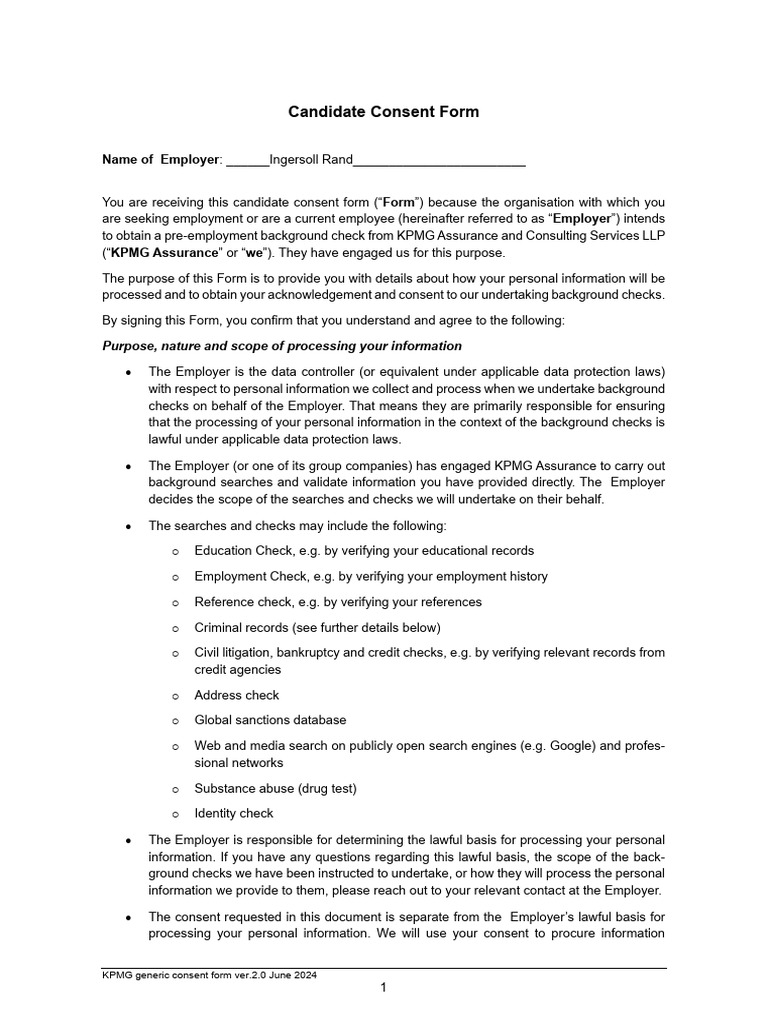 KPMG - Generic Consent Template ver. 2.0 | PDF