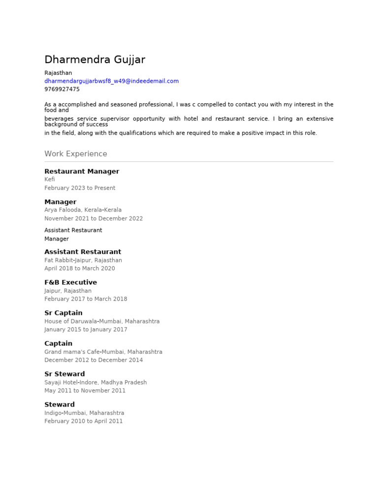 Resume Dharmendra Gujjar | PDF