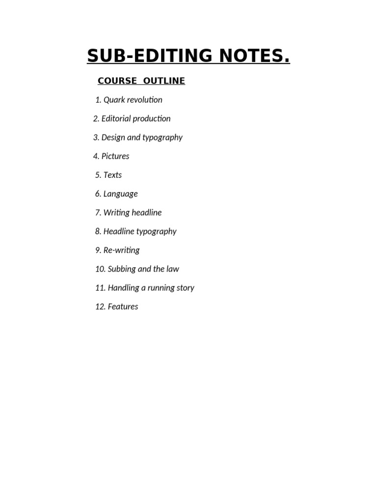 Sub Editing Notes | PDF