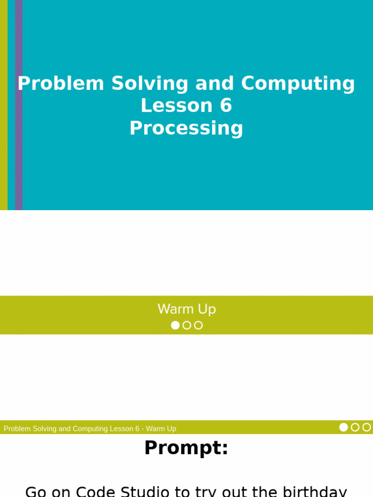 CSD Problem Solving and Computing - Lesson 06 - Processing | PDF