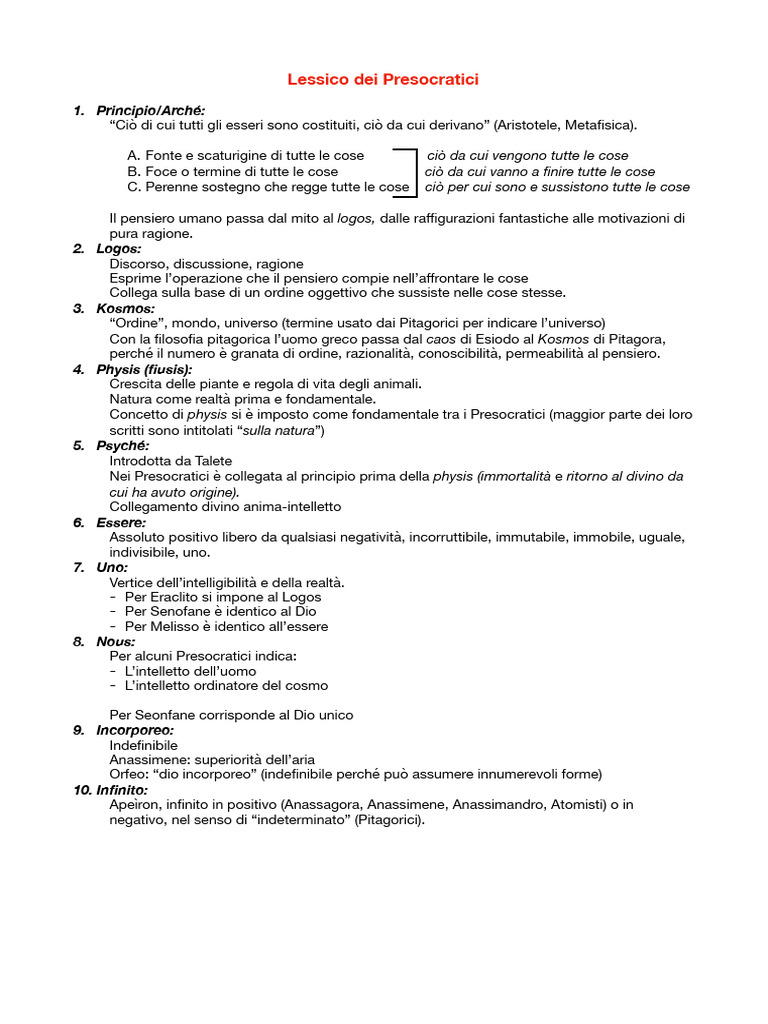 Lessico Presocratico | PDF