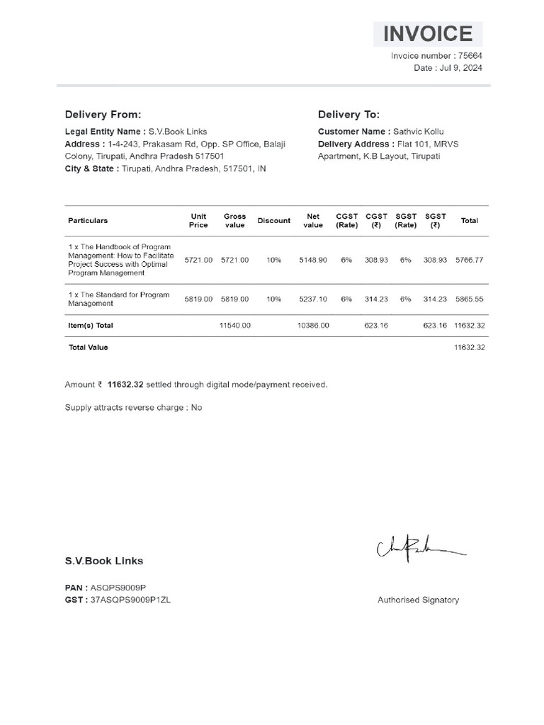 Books Invoice | PDF