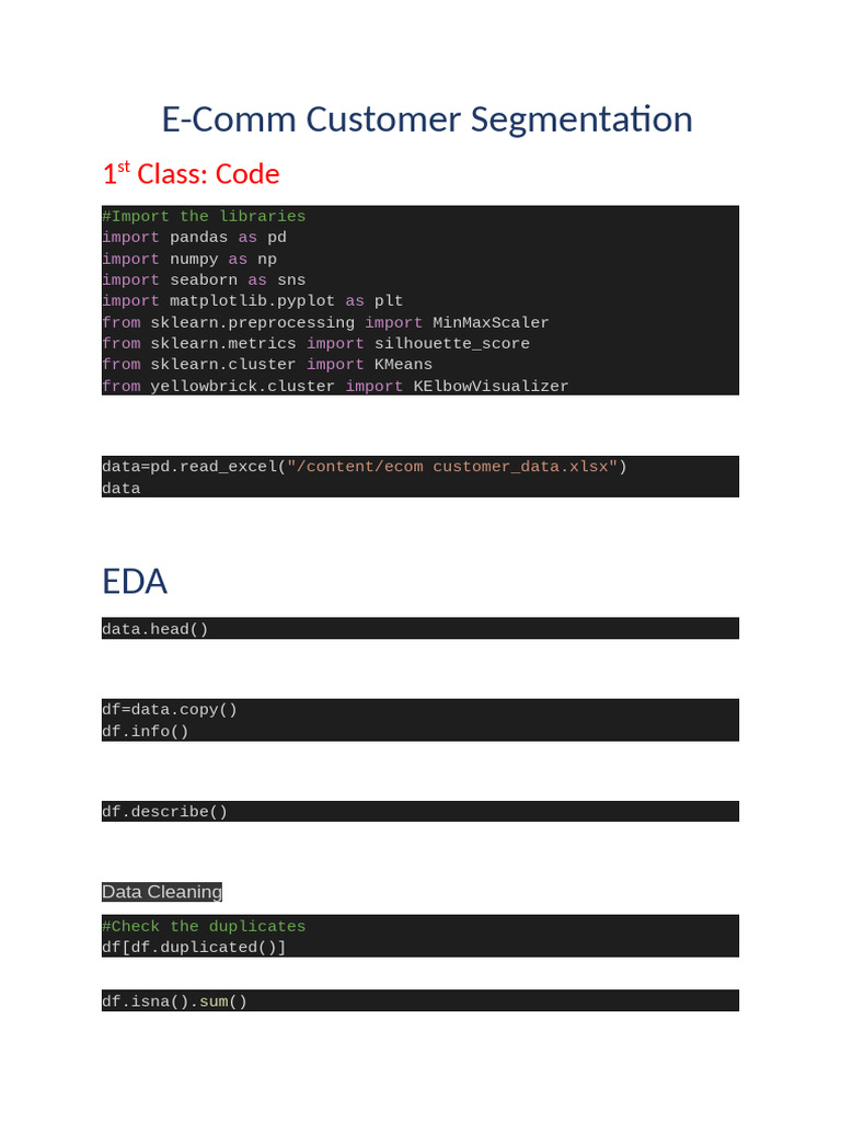 Customer Seg Code | PDF