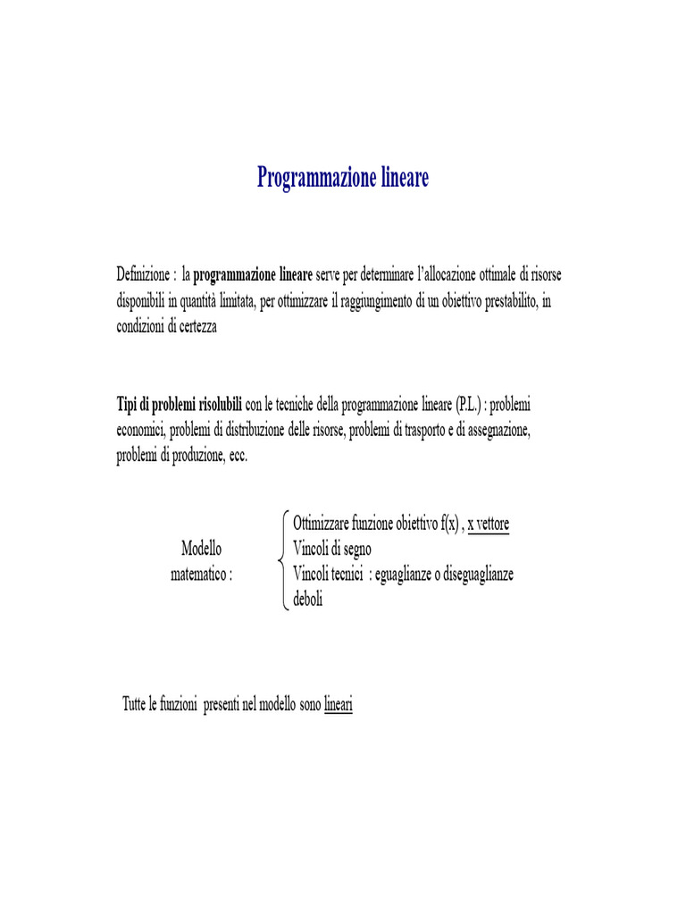 3.1 Programmazione Lineare | PDF