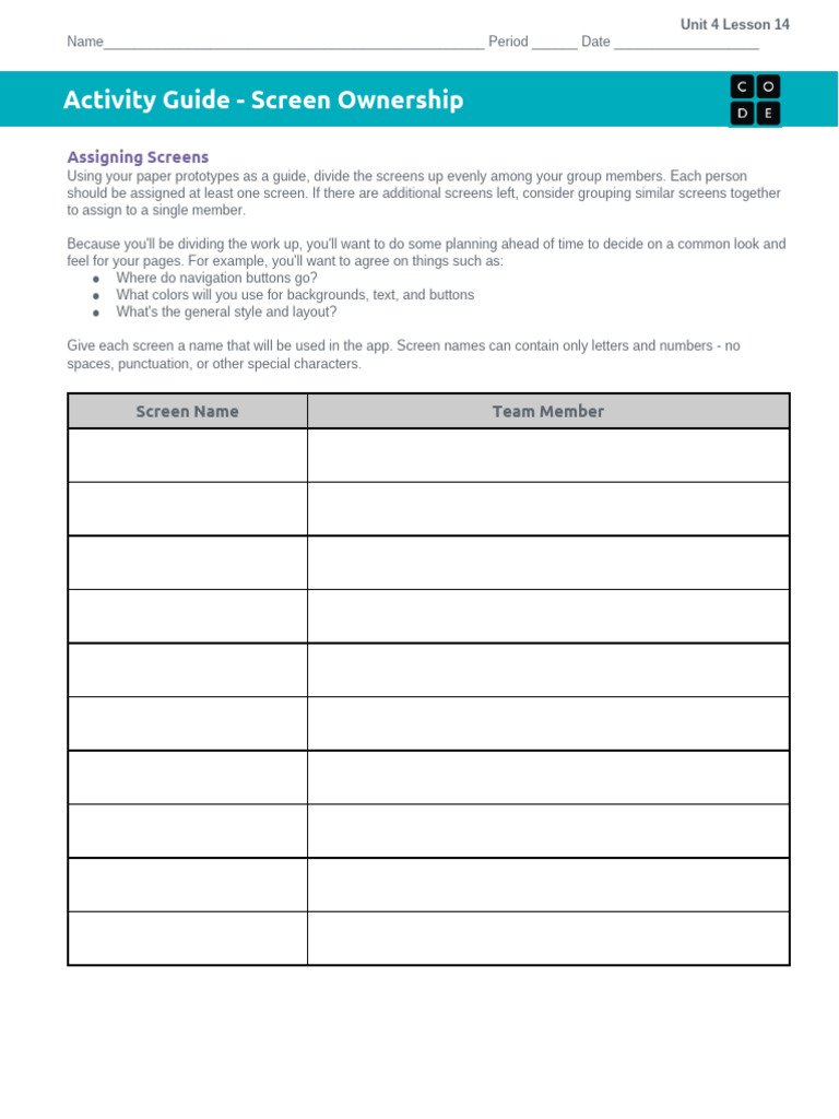 U4L14 - Activity Guide - Screen Ownership | PDF