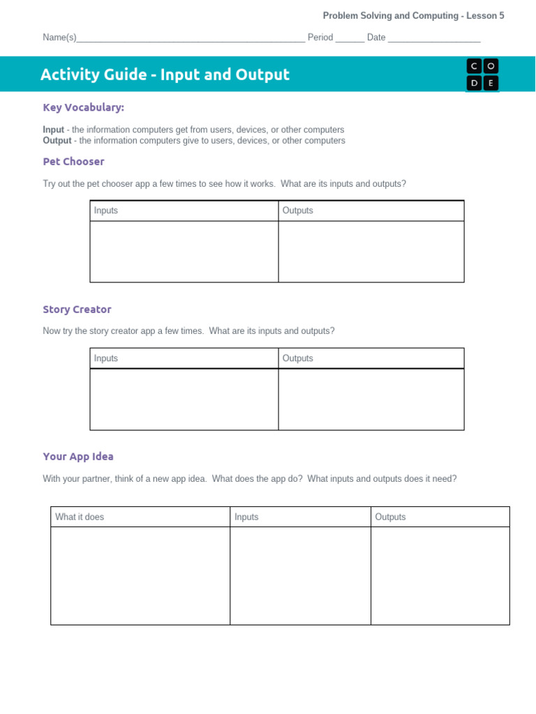 U1L05 - Activity Guide - Input Output | PDF
