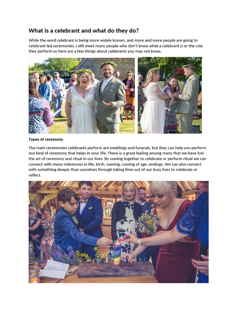 What Is A Celebrant and What Do They Do | PDF | Funeral | Social ...