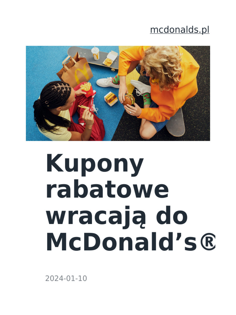Kupony Rabatowe Wracaja Do Mcdona | PDF