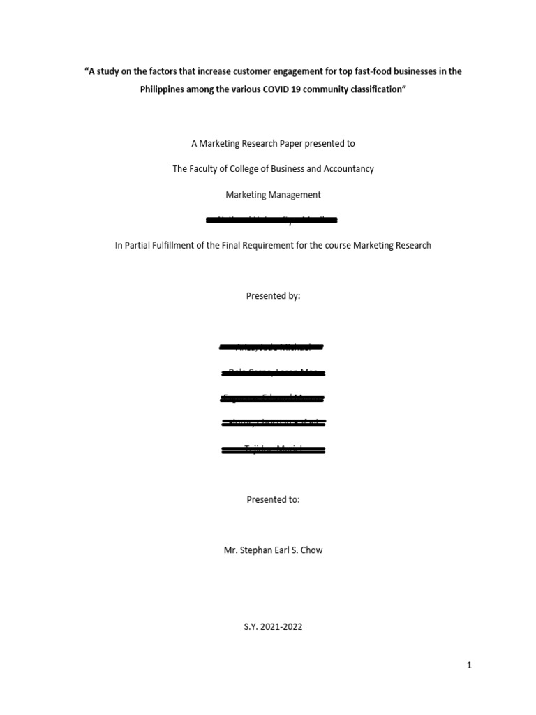 SAMPLE Marketing Research Paper | PDF