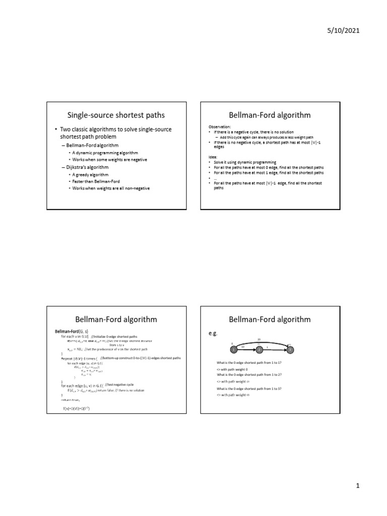 Bellman Ford & Floyd Warshall | PDF