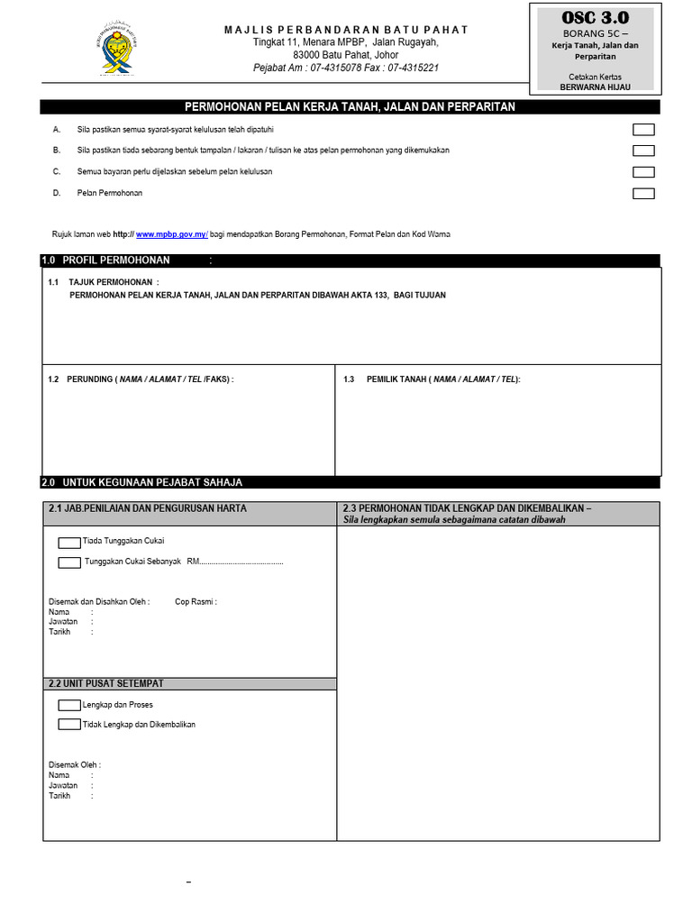 Borang 5C-Kerja Tanah, Jalan dan Perparitan | PDF