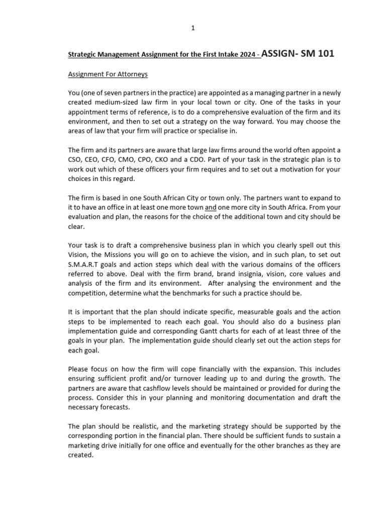 SM 1st Intake - Assignment Questions - 1 | PDF | Lawyer | Career & Growth