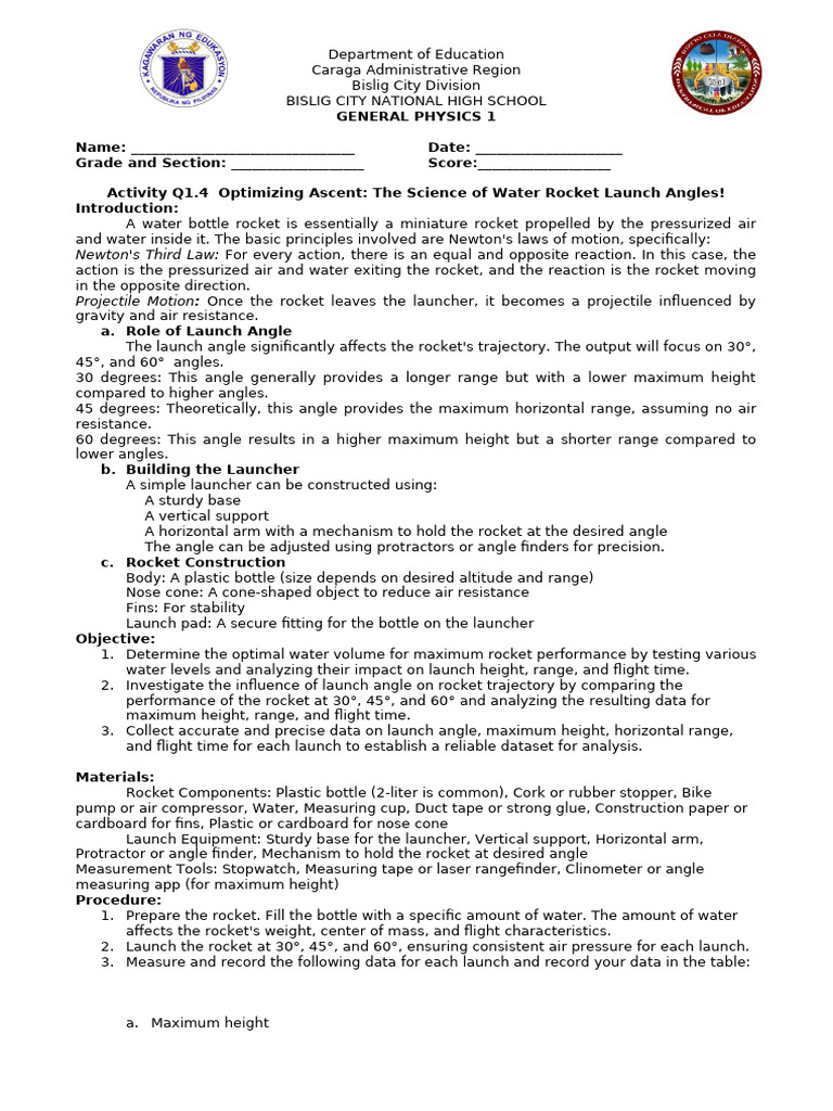 Activity 4 Pdf Rocket Flight