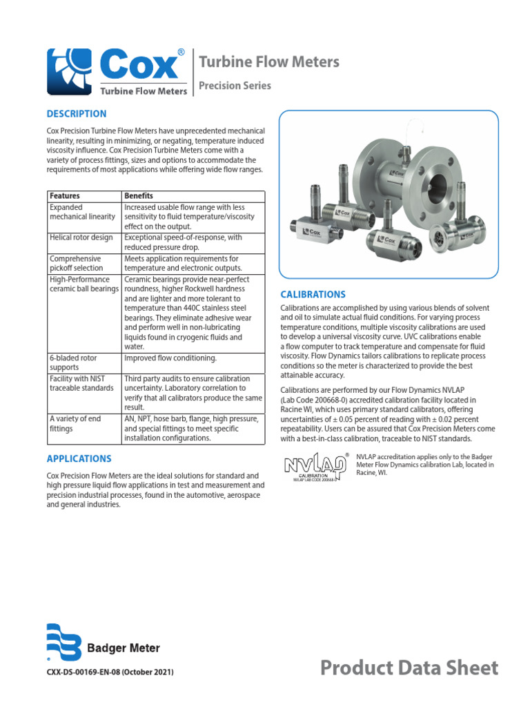 CXX-DS-00169-En - Cox Precision Meters Product Data Sheet | PDF