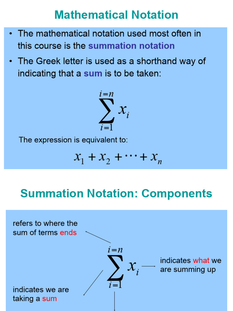 3 Summation Notation | PDF