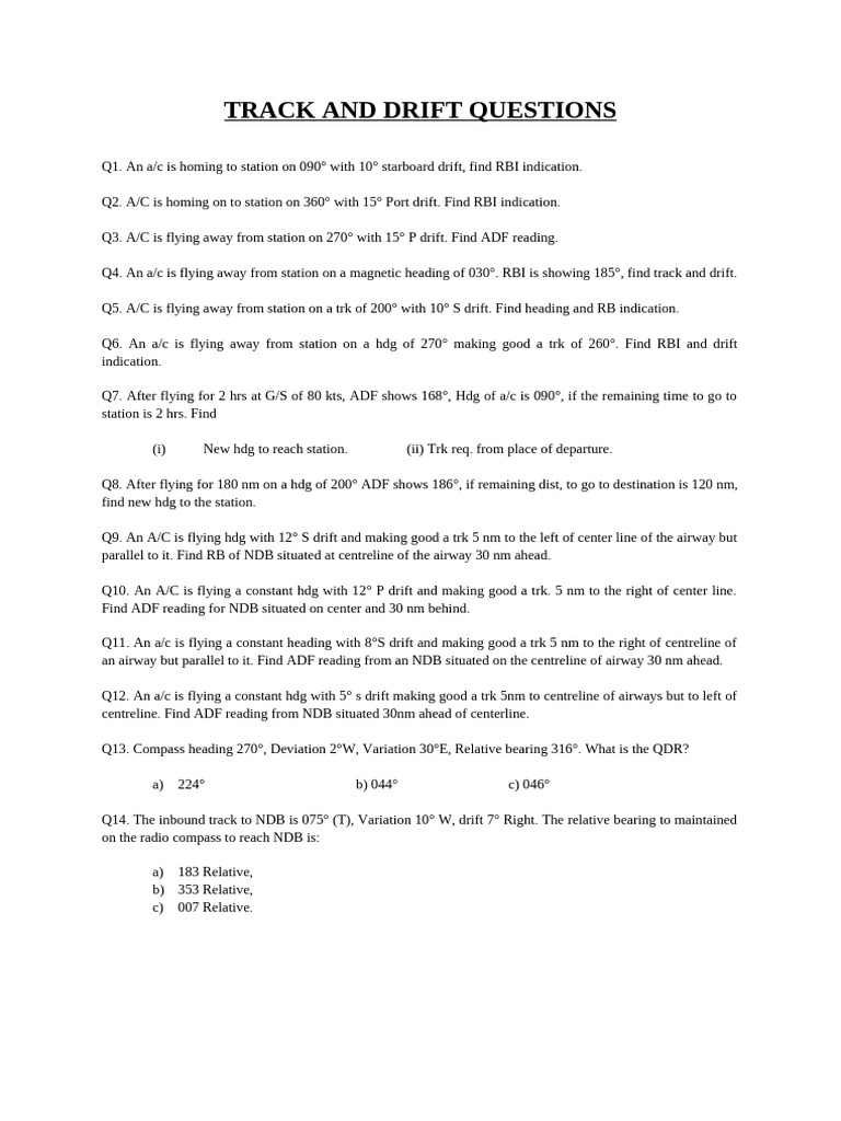 Track and Drift Questions | PDF