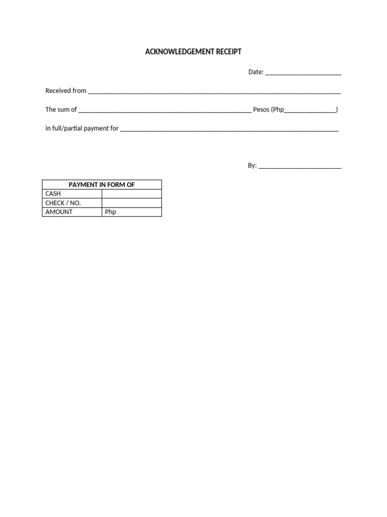 Form - Acknowledgement Receipt | PDF