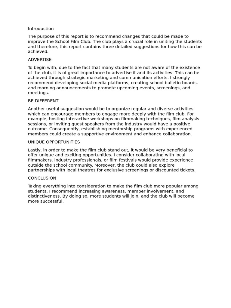Report Film Club | PDF