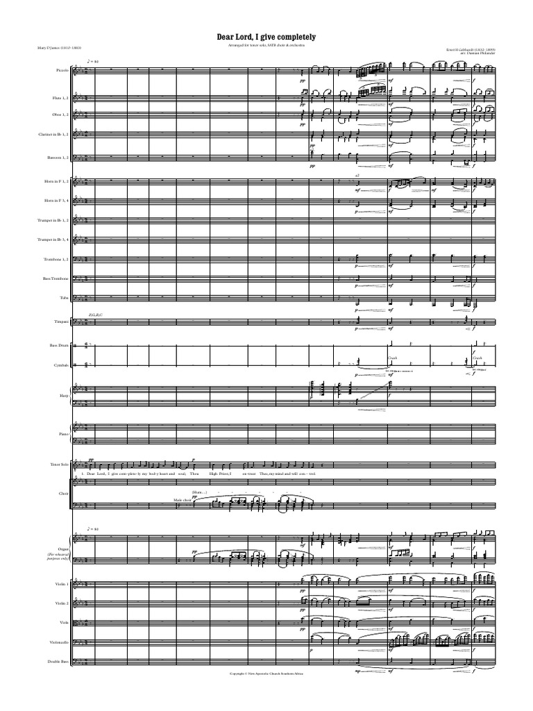 Dear Lord I Give Completely Arr - DP - Full Score | PDF