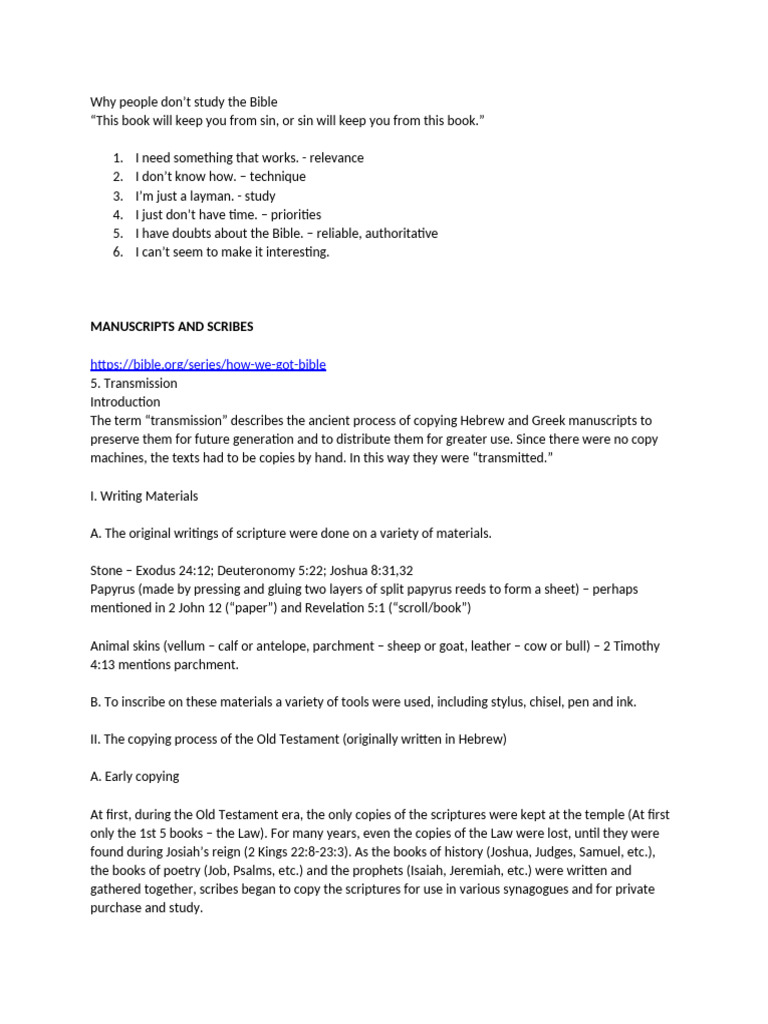 How To Study The Bible - Outline | PDF