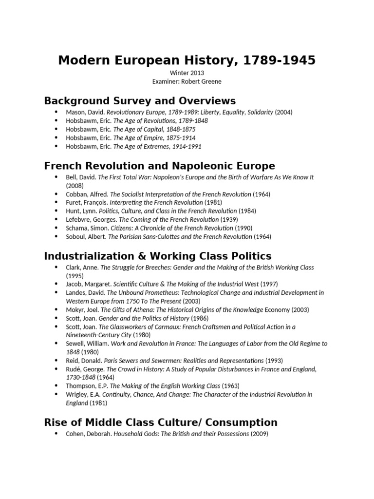 Mod Europ w13 | PDF | French Revolution | Politics