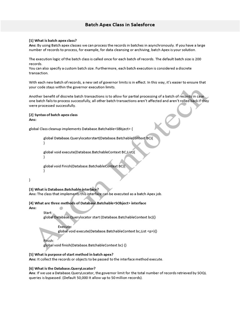 Batch Apex Inteview Preparation | PDF