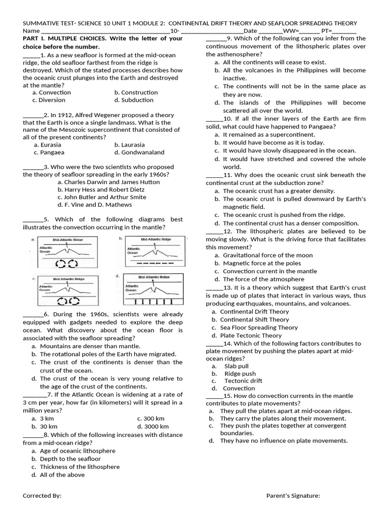 Q1 LT Seafloor Spreading and Continental Drift THEORY | PDF