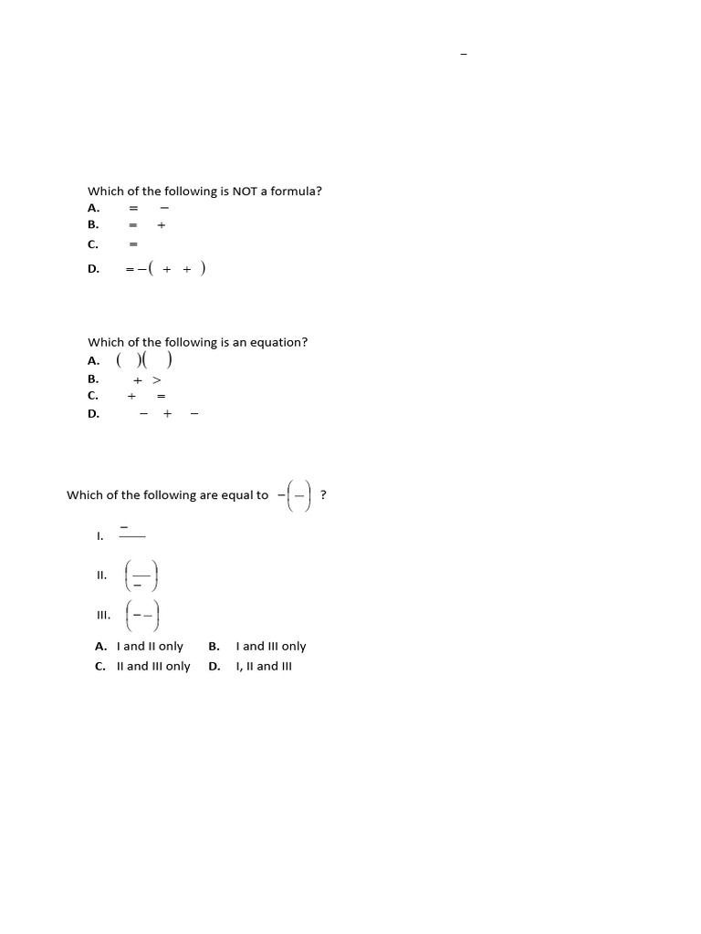 Algebra MCQ Practice for Students | PDF | Mathematical Analysis ...