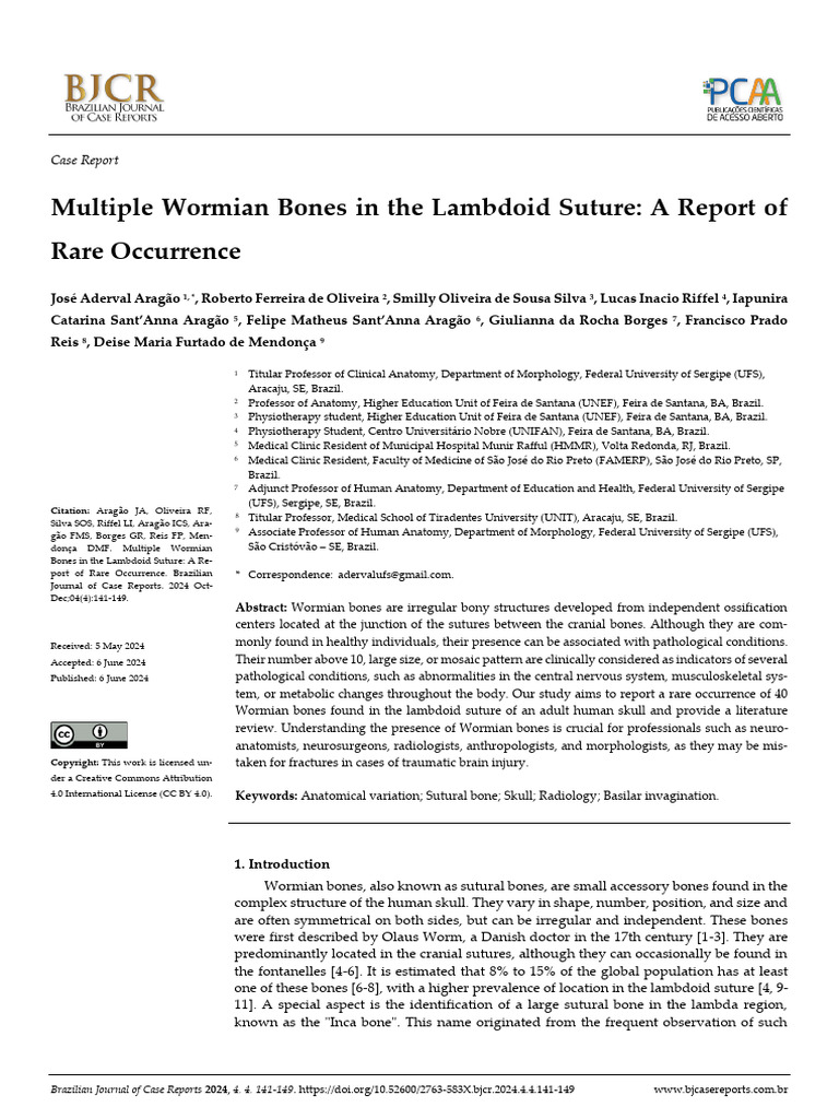 Multiple Wormian Bones in The Lambdoid Suture A Report of Rare ...