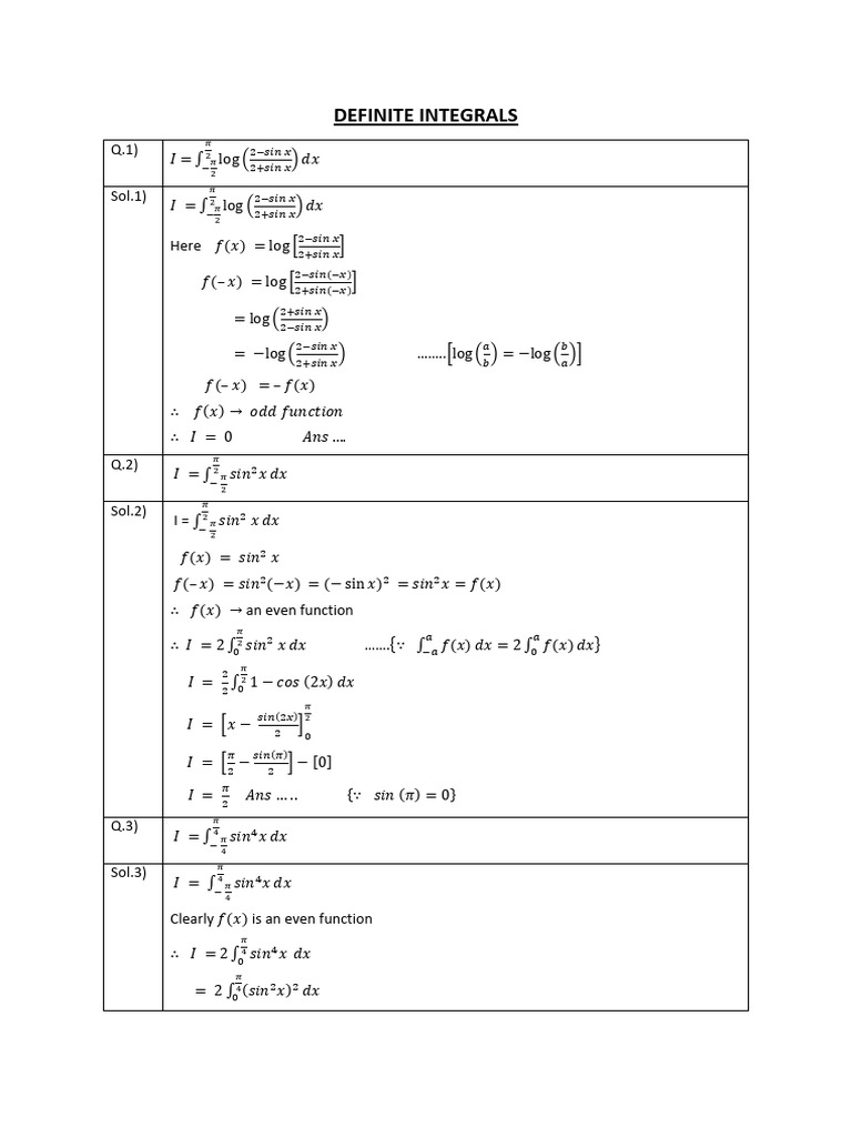 CBSE Worksheets For Class 12 Definite Integrals Assignment 05 | PDF