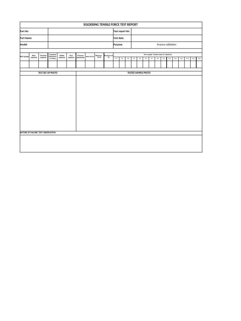 Soldering Tensile Force Test Report Format | PDF | Technology & Engineering