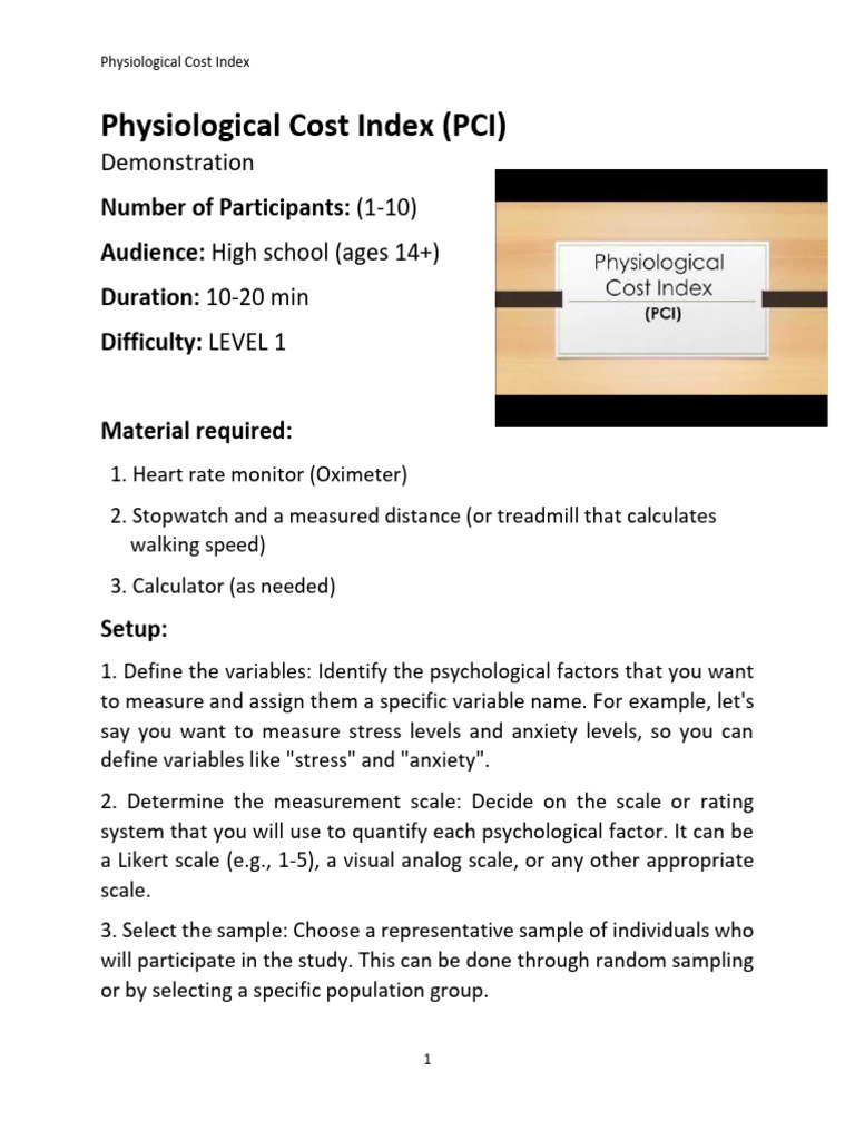Physiological 20 Index | PDF