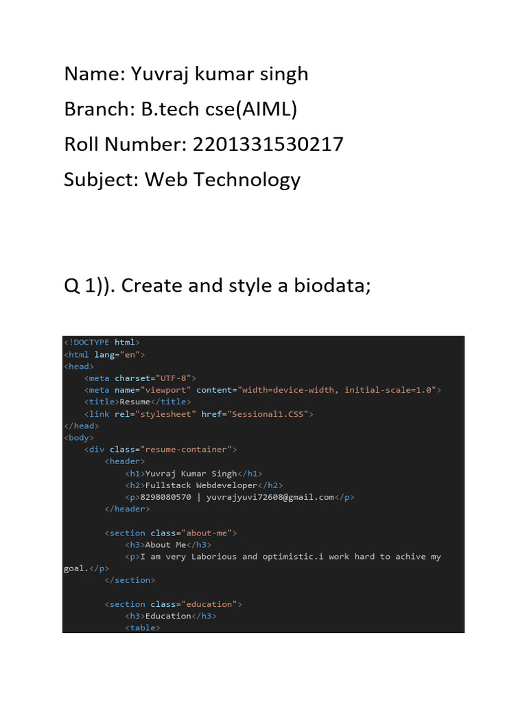 Yu Rajkumar Sessional 1 | PDF