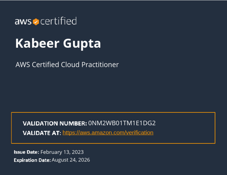 AWS Certified Cloud Practitioner certificate | PDF