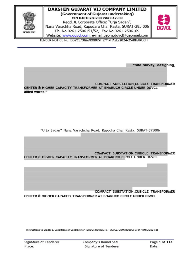 Tenders ITC and Conditions of Contract-Bharuch Circle | PDF