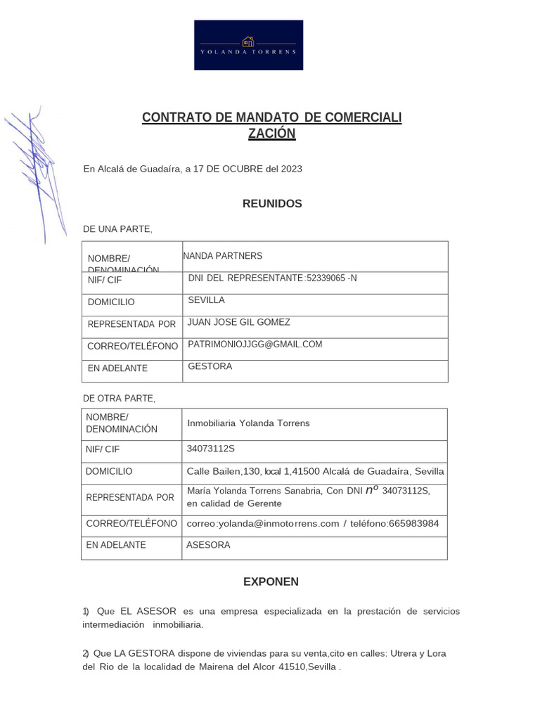Contrato de Mandato de Comerciali Zación | PDF