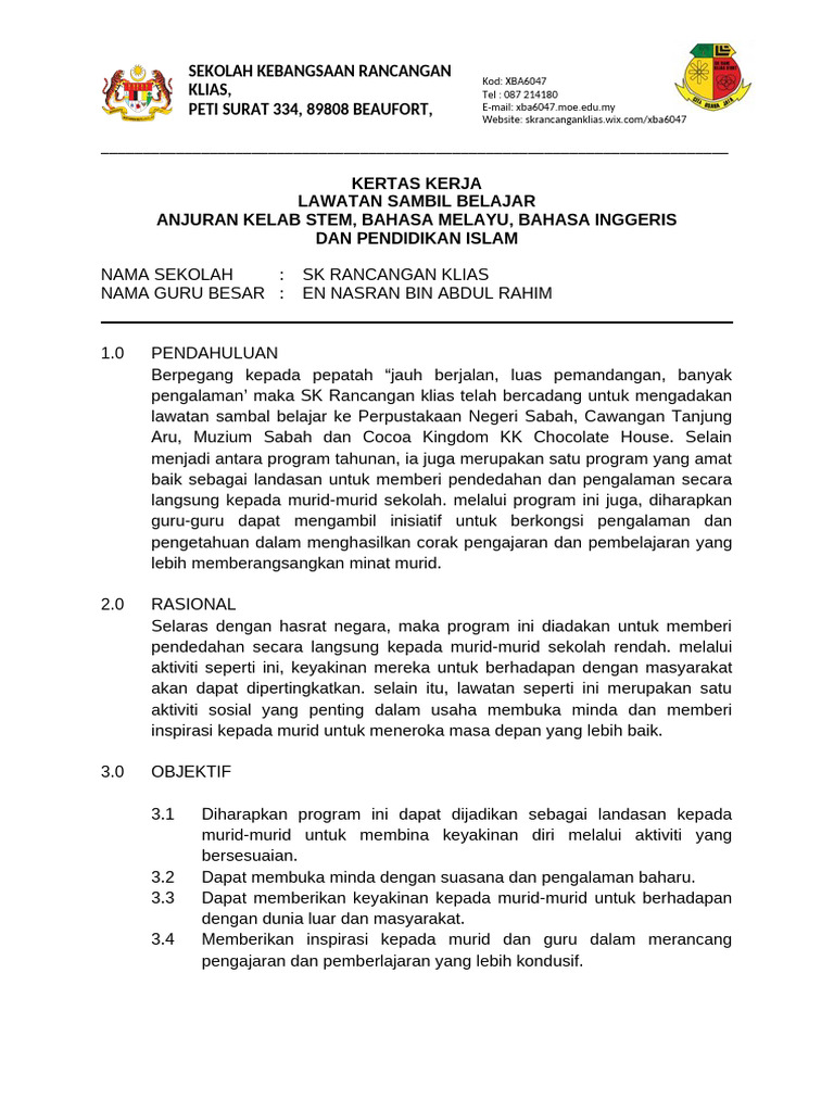 KERTAS KERJA Lawatan Sambil Belajar | PDF