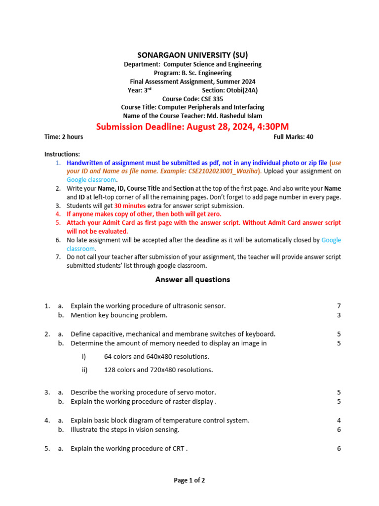 Summer (24) Final CSE335 Otobi (24A) Rashedul Islam | PDF