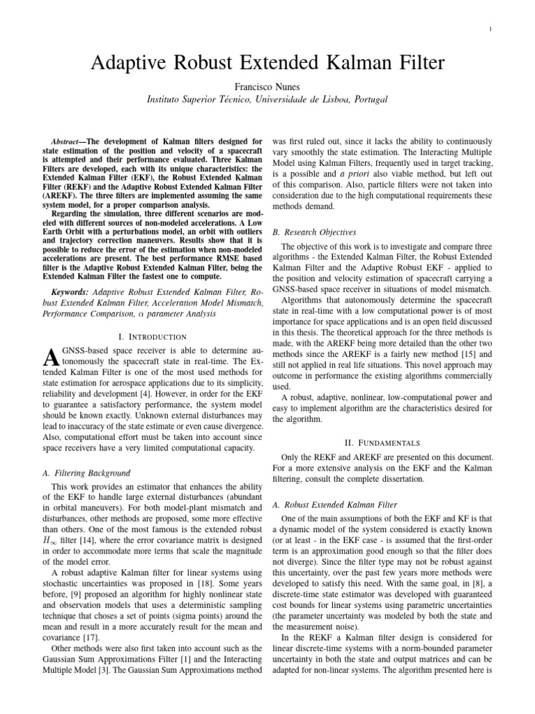 Francisco Nunes - Adaptative Robust Extended Kalman Filter | PDF ...