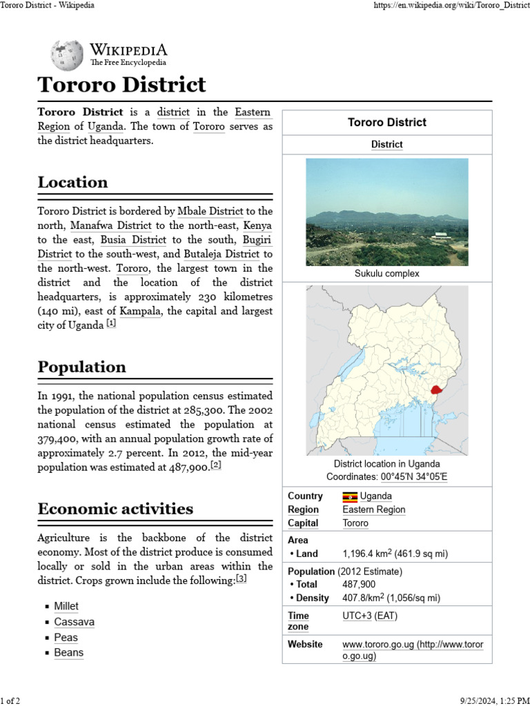 Tororo District | PDF
