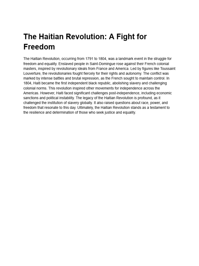 The Haitian Revolution - A Fight For Freedom | PDF