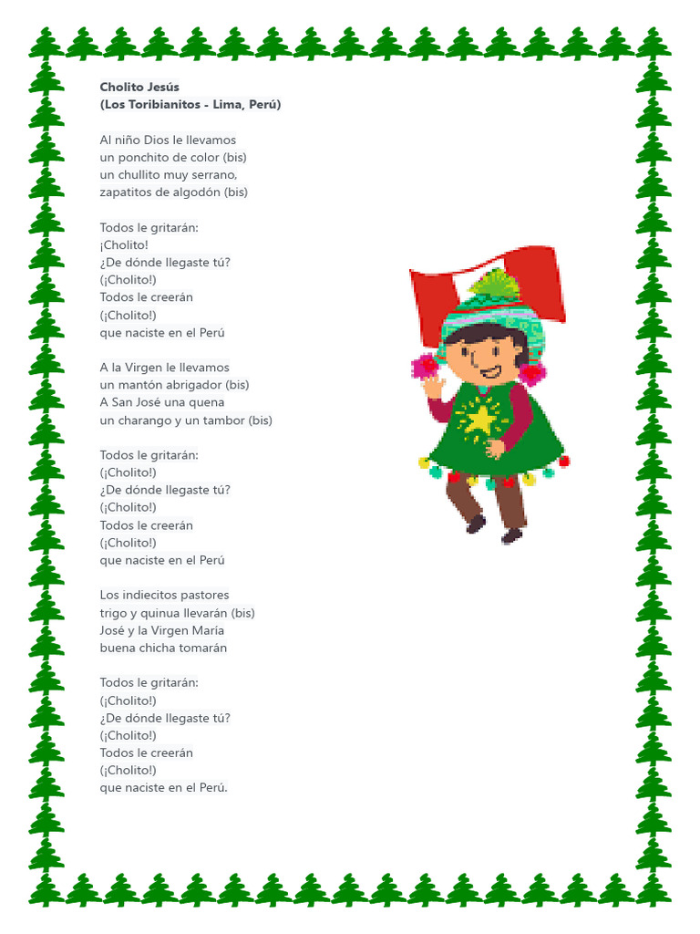 Cholito Jesús - Villancico. IV Ciclo | PDF